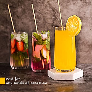 Ribbed Glassware Set of 6, Ribbed Glass Cups 12 oz, Ribbed Glasses, Fluted Glassware, Ribbed Drinking Glasses, Ribbed Glassware for Whiskey, Cocktail, Beer, Iced Coffee Tea Smoothie (12oz/360cc)