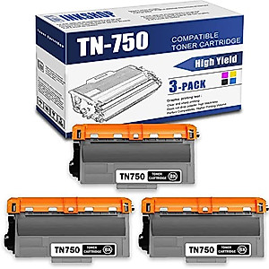 TN750 Compatible TN-750 Black High Yield Toner Cartridge Replacement for Brother TN-750 HL-5440D HL-5450DN DCP-8110DN DCP-8150DN MFC-8710DW Toner.(3 Pack)
