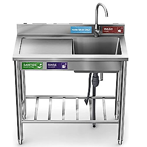 Worcest Wash Rinse Sanitize Hand Wash Only Sink Labels, 4 Pack Waterproof Sticker Signs for Wash Station, Commercial Kitchens, Restaurant, Food Trucks, Dishwashing