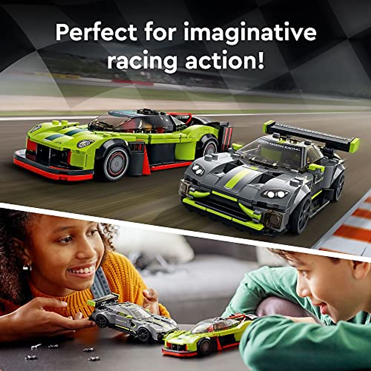 LEGO Speed Champions Aston Martin Valkyrie AMR Pro & Vantage GT3 2 Collectible Model 76910 - Race Car and Toy Set, Includes 2 Driver Minifigures, Great Gift for Boys, Girls, and Teens Ages 9+