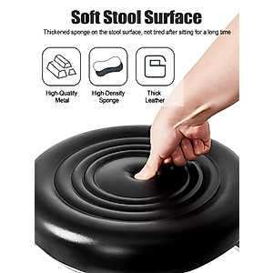 Lorvain Low Stool with Wheels, Roller Seat Short Rolling Stools with Universal Swivel Caster Wheels Leather Little Low Small Stools on Wheels for Home Garage to sit on- Black