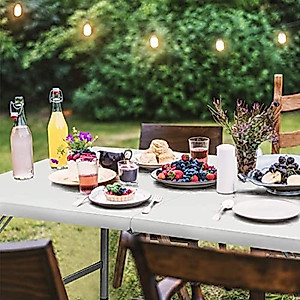 4 ft Heavy Duty Plastic Folding Table, Portable Folding Camping Table Picnic Table Utility Table Game Table w/Handle, for 48D x 30W x 24H in F01T F01T