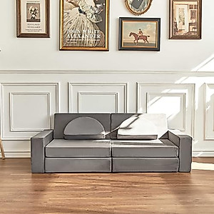 LEZASTAR Modular Kids Play Couch, Play Couch Sofa for Kids,Kids Modular Couch for Bedroom Playroom, Kids Couch Building Fort for Boys and Girls, Grey