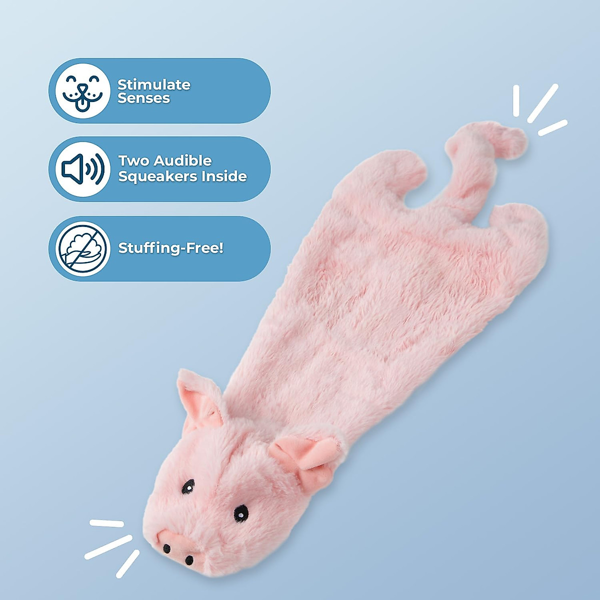 Best Pet Supplies 2-in-1 Stuffless Squeaky Dog Toys with Soft, Durable Fabric for Small, Medium, and Large Pets, No Stuffing for Indoor Play, Holds a Plastic Bottle - Pig, Medium