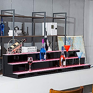 SUNCOO 3 Step LED Lighted Liquor Bottle Display Shelf 60 Inch, Home Bar Bottle Shelf, Drinks Lighting Shelves with Remote Control