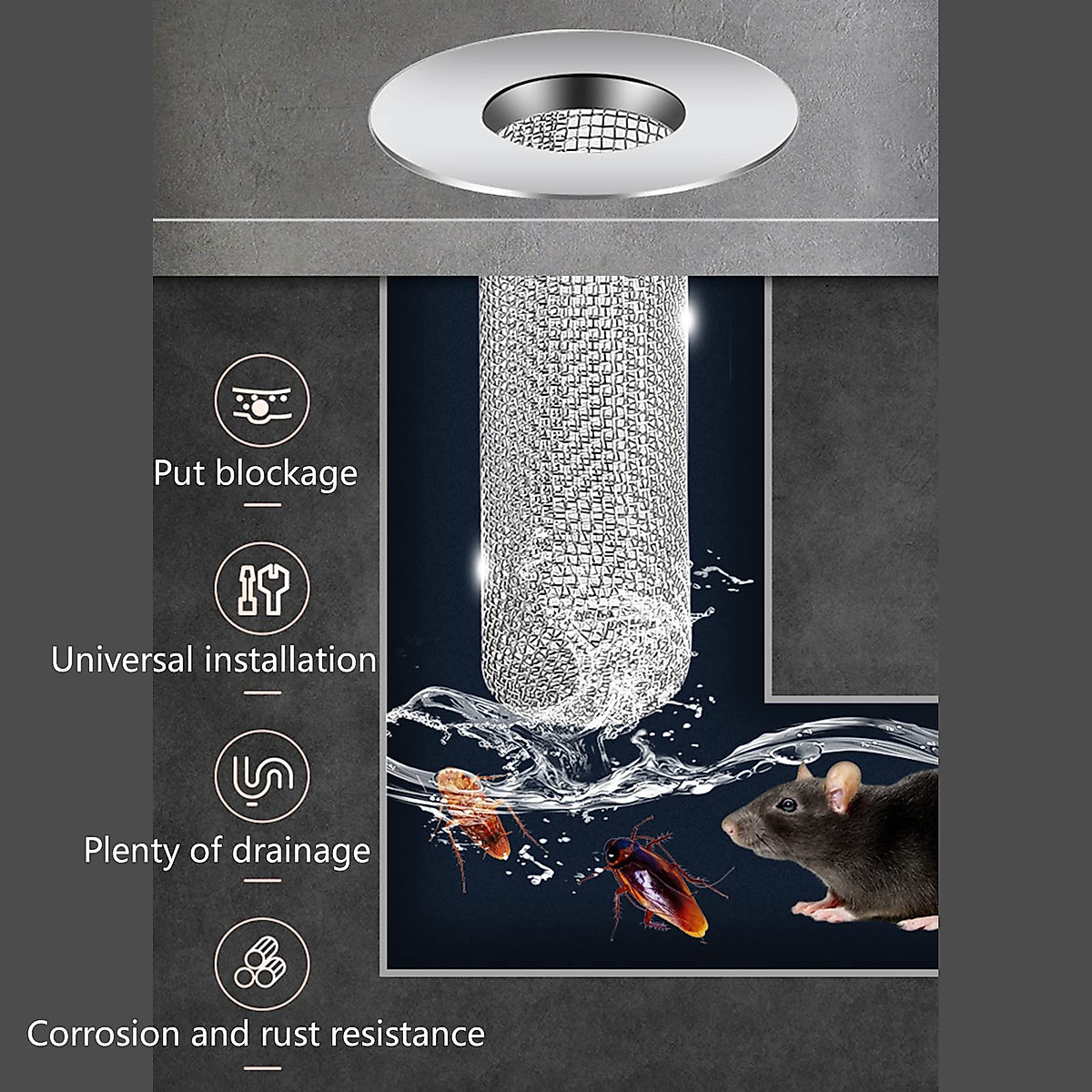 Stainless Steel Floor Drain Filter Kitchen Bathroom Sewer Anti-blocking Slag Bathtub Sink Hair Filter Strainer Trap