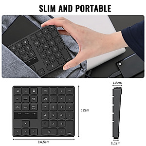 RaceGT Wireless Number Pad, Numeric Keypad Ultra-Silent Rechargeable 2.4G 35 Keys for Laptop,Desktop,PC, Notebook