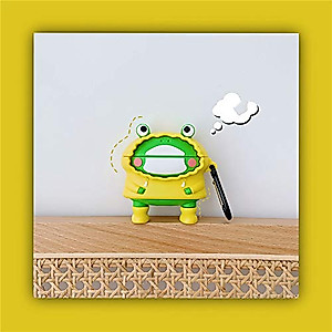 Rertnocnf Compatible with Earbuds Case Airpods Pro, Cute Raincoat Frog Design Creative Animals Soft Anti-scratch Wireless Earphone Protector