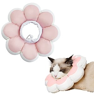 SHIAOMIN Cat Recovery Cone Collar Pet E-Collar Elizabethan Collar After Surgery Recovery Pet Cone for Cat Puppy Breathable Soft Edge and Easy to Clean (Pink, Medium)