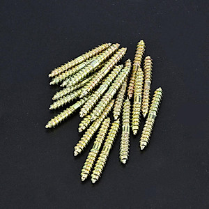 20pcs M5 40mm Dowel Screw Iron Double Ended Screw Zinc Plating Self-Tapping Thread Screw Wood to Wood Dowel Screw Connecting Wood