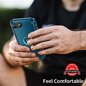 Mieziba for iPhone SE 2020 Case, [Built in Screen Protector] Heavy Duty Shockproof Dust [3 Layers] Full Body Protection Rugged Durable Cover Case for iPhone SE(2nd Gen 2020) 4.7",Turquoise