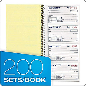Adams Money and Rent Receipt Book, 2-Part Carbonless, 5-1/4" x 11", Spiral Bound, 200 Sets per Book, 4 Receipts per Page, Sold as 5 Pack, 1000 Sets Total (SC1152)