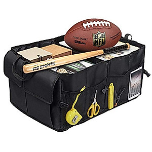 JiatuA Car Trunk Organizer, Trunk Organizer for SUV, 8 Pocket Backseat Trunk Organizer, Waterproof, Dust-proof, Durable Foldable Cargo Net Storage for More Trunk Space with Adjustable Straps, Black