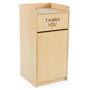 Restaurant Trash Can, Hinged Door, 36 Gallon, Tray Holder,"Thank You" Message (Melamine)