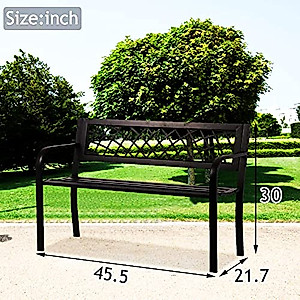 Qxznby Garden Bench Outdoor Bench Cast Iron Bench,Metal Outdoor Bench with Armrests,Outdoor Benches Clearance Sturdy Steel Frame Front Porch Bench for Park Yard Lawn Deck Entryway(Black)