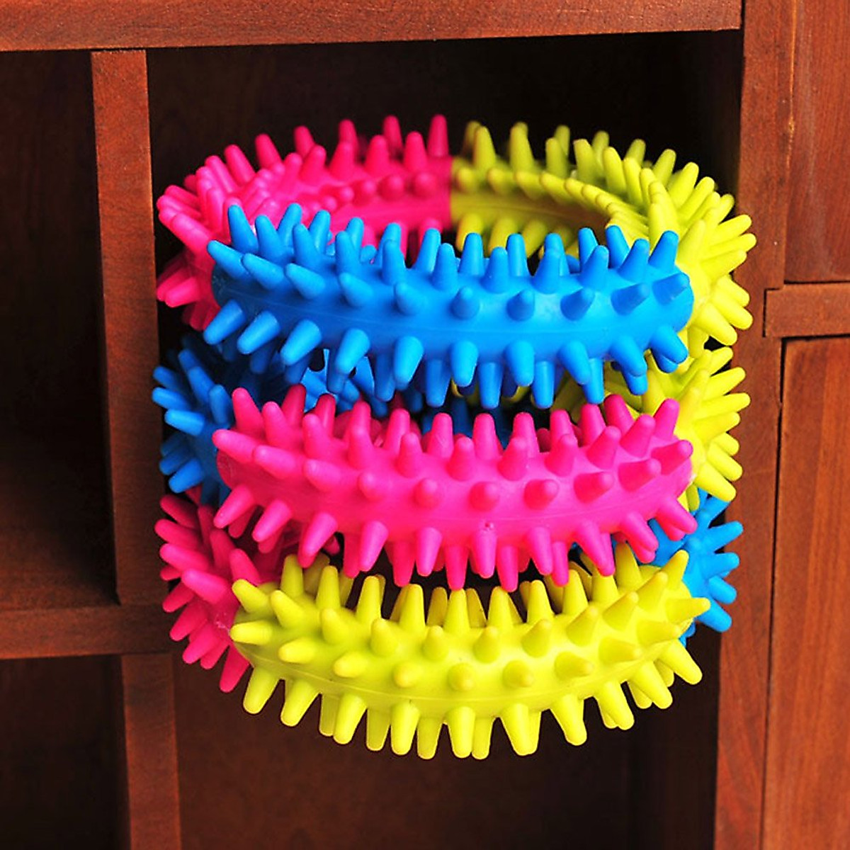Shuohu Dog's Thorn Ring Chew Toy Rubber Spiny Multicolor Circle Non-Toxic Dental Healthy Training Toys