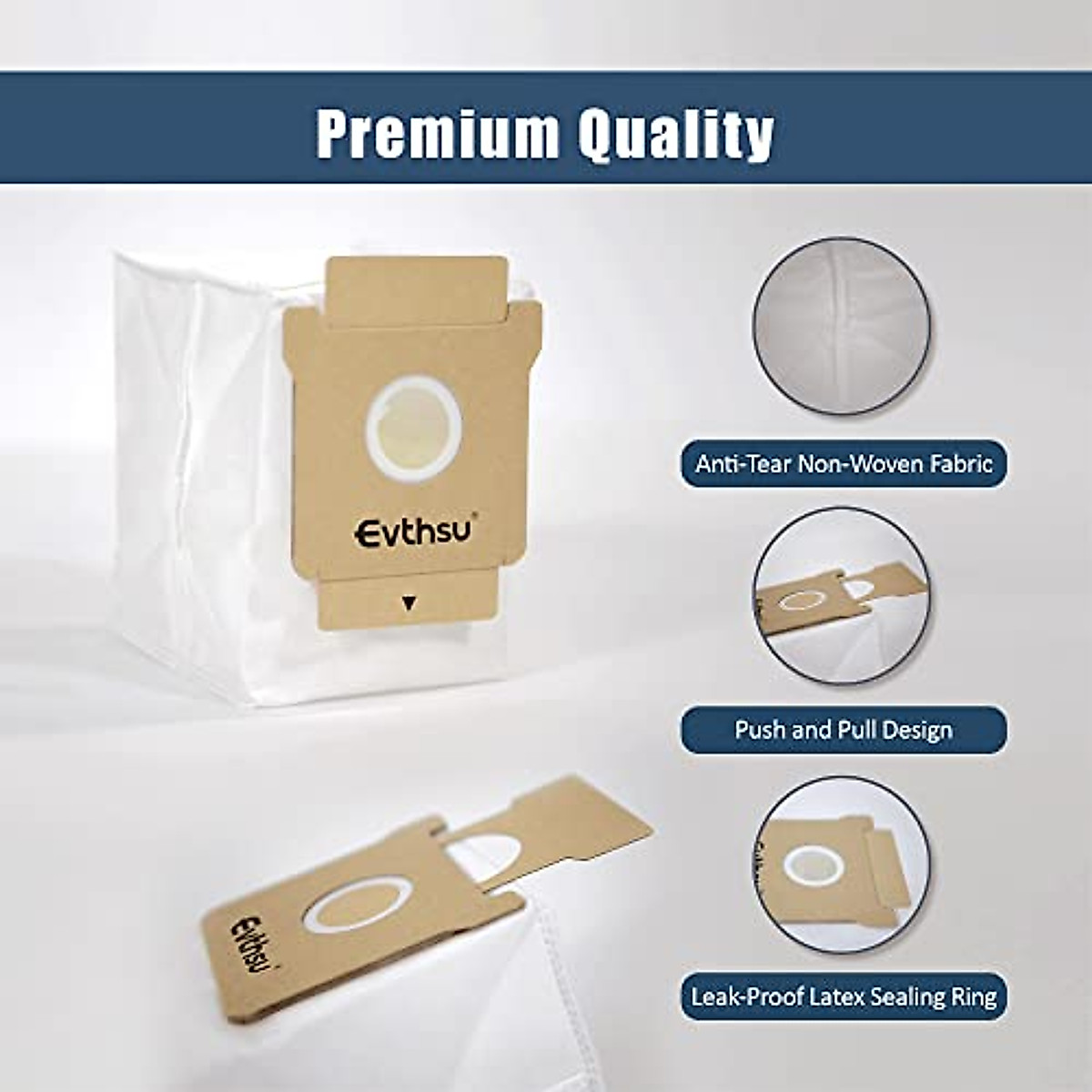 12 Pack Vacuum Bags for iRobot Roomba Bags, Replacement Parts for iRobot Roomba i7 i7+Plus(7550) i3+ i4+ i6+ i8+ j7+ (7550) s9+ I & S & J Series Automatic Dirt Disposal Bags