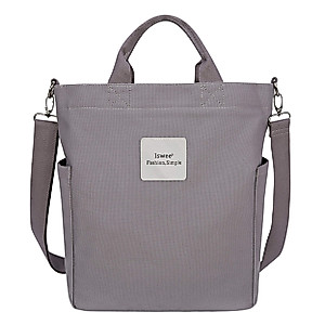 Iswee Canvas Tote Bag for Women Casual Shoulder Work Bag Crossbody Top Handle Bag Shopping Handbags for Women (Gray)