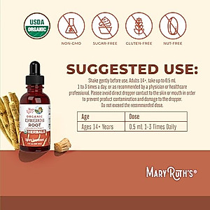 MaryRuth Organics Ashwagandha Root | USDA Organic Ashwagandha Liquid Drops | Stress Relief, Natural Calm, Relaxation and Mood Support Supplement | Adaptogenic | Nervine | Vegan | Non-GMO | 60 Servings