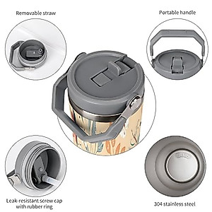 30oz Stainless Steel Insulated Tumbler with Flip Lid & Straw, Leakproof Travel Mug for Car, Deer Pattern Double Wall Vacuum Thermal Coffee Cup with Handle, Spill-Proof Design for Hot/Cold Drinks