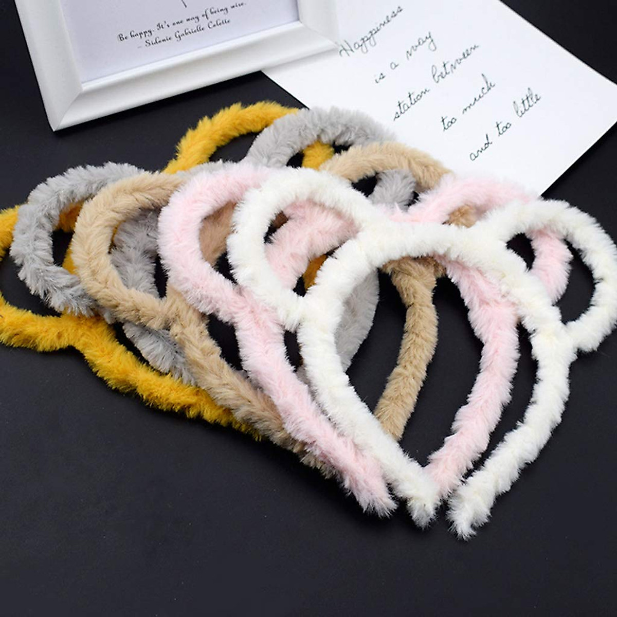 XISAOK Women Plush Headband Round Mouse Bear Ears Makeup Hair Hoop Bandana