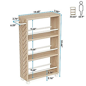 LITTLE TREE 4-Tier Slim Rolling Storage Cart with Handle, Narrow Utility Trolley carts with Wheels for Small Place