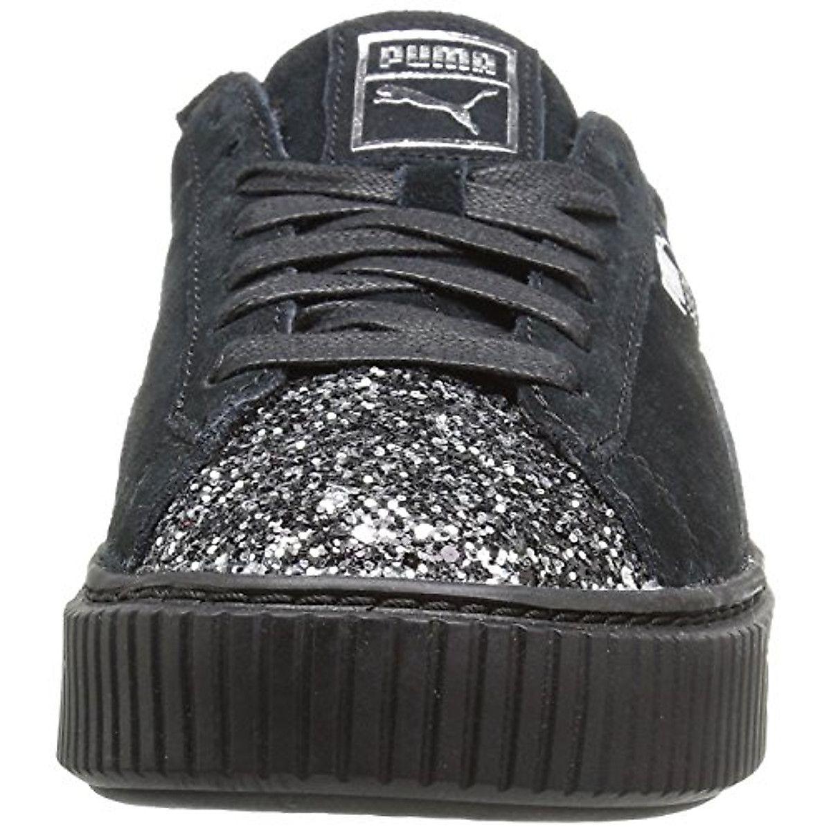 Puma Women's Suede Platform Crushed Gem Black Aged Silver, 9.5 M US