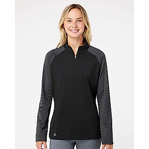 adidas Womens Stripe Block Quarter-Zip Pullover, 3XL, Team Navy Blue