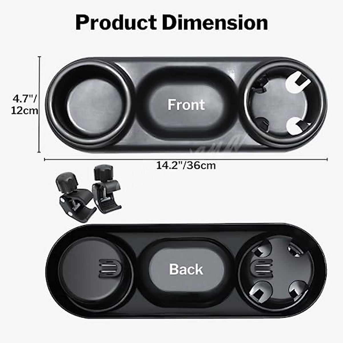 Universal Stroller Snack Tray with Cup Holder, Multifunctional 3 in 1 Stroller Organizer with Removable Non-Slip Grip Clip for Stroller Bar Snack Tray and Cup Holder Accessories (Black)