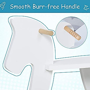 Qaba Wooden Rocking Horse Toddler Baby Ride-on Toys for Kids 1-3 Years with Classic Design & Solid Workmanship, White