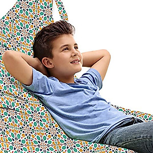 Ambesonne Traditional Lounger Chair Bag, Mediterranean Mosaic Style Colorful Pattern, High Capacity Storage with Handle Container, Lounger Size, Multicolor