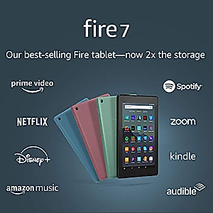 Fire 7 tablet, 7" display, 16 GB, latest model (2019 release), without lockscreen ads, Black