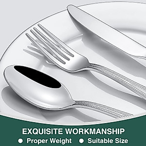 40 Pieces Silverware Set, Pearled Edge Silverware Cutlery Set Service for 8, Premium Stainless Steel Flatware Set, Knife Fork Spoon Tableware Set for Home, Restaurant, hotel, Dishwasher Safe