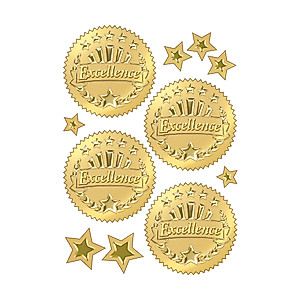 Excellence Gold Award Seals Stickers by TREND enterprises, Inc.; 8 sheets, 42 seals