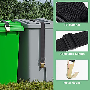 Memrita Trash Can Lid Lock,Outdoor Trash Can Locks Strap,Adjustable Garbage Can Lid Locks,Trash Can Lock for Prevent Rummaging,Locking Trash Can During Strong Wind