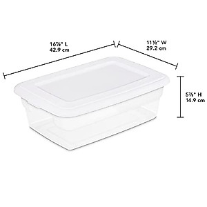 oky 12 Qt. Storage Box Plastic, White,16.88x11.50x5.88 Inches
