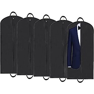 Suit Covers,5Pcs Garment Bag,Suit Bags for men,Garment Covers,48inch Clothes Cover Set for Storage&Travel,Garment Bags for Hanging Clothes with Carry Handles for Suits Tuxedos Dresses Coats