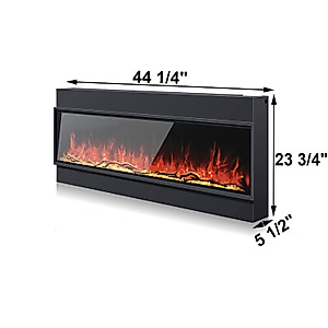 Electric Fireplace Heater 96" WiFi -Enabled Built-in Recessed Fireplace Unit with 251 Realistic Flame Color Combinations, Single-Sided 1500/750 Watt Heat Fire Place Insert Linear (44" Slim)