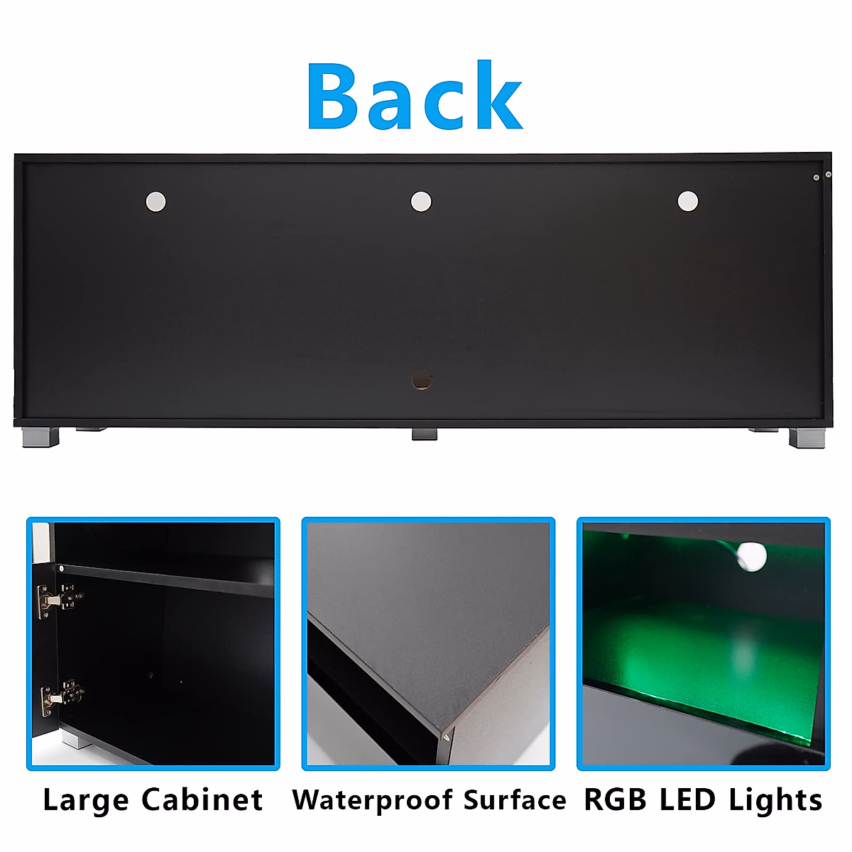 LED TV Stand for 50/55 inch TV, Television Table Center Media Console with Drawer and Led Lights, High Glossy Modern Entertainment Center for Living Game Room Bedroom, Black