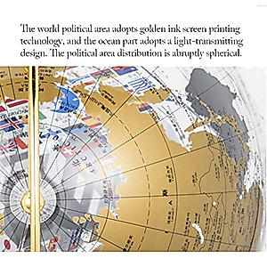 geographic globe Acrylic Clear World Globe Built-in Cube Flag Pattern Rotating World Globe Map With Gold Tripod Stand Geographical Desktop Globe world globe gift (Silver) (Silver)