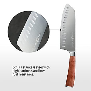 YUSOTAN Santoku Knife-Chef Knife,Multi-Designed Handles In Various Materials (Rosewood Santoku Knife-7inch)