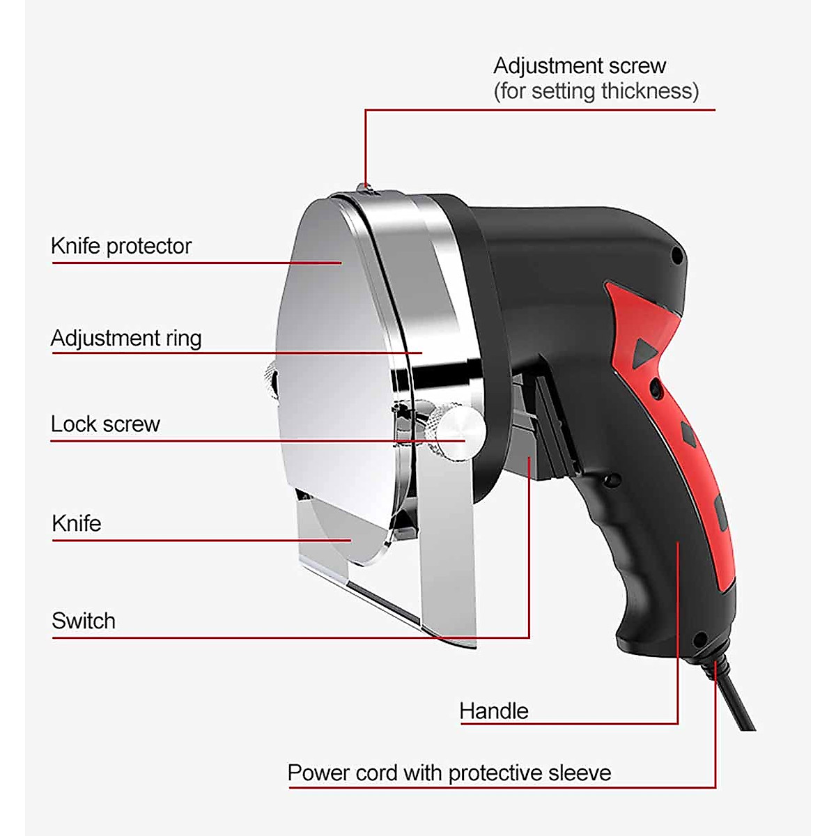 Roast Meat Slicer, Handheld Commercial Electric Kebab Knife Cutter Handheld BBQ Beaf Cutting Machine Knife Professional Cutter Thickness 0-8 mm