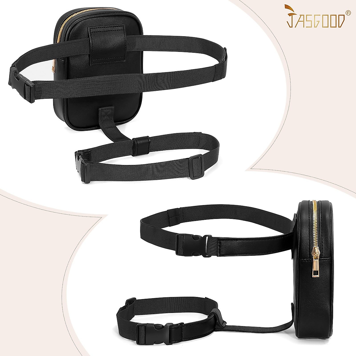 JASGOOD Thigh Harness Leg Bag Fanny Pack for Women Leg Purse Drop Leg Bag, A-Black