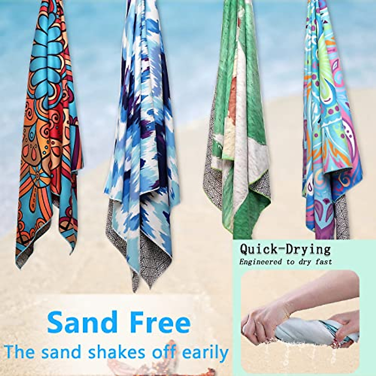 FEERNICH Microfiber Beach Towels 2 Packs, Oversized Quick Super Absorbent Towels for Adults, (72" x 36") Lightweight Thin Towels for Swimming Beach Camping