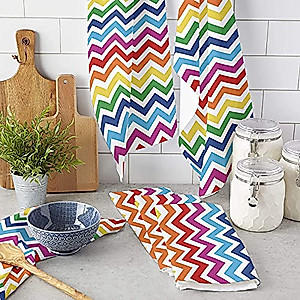 Big buy store Rainbow Color Chevron Zig Zag Pattern Kitchen Dish Towels, Soft Lightweight Microfiber Absorbent Hand Towel Tea Towel for Kitchen Bathroom 18x28in