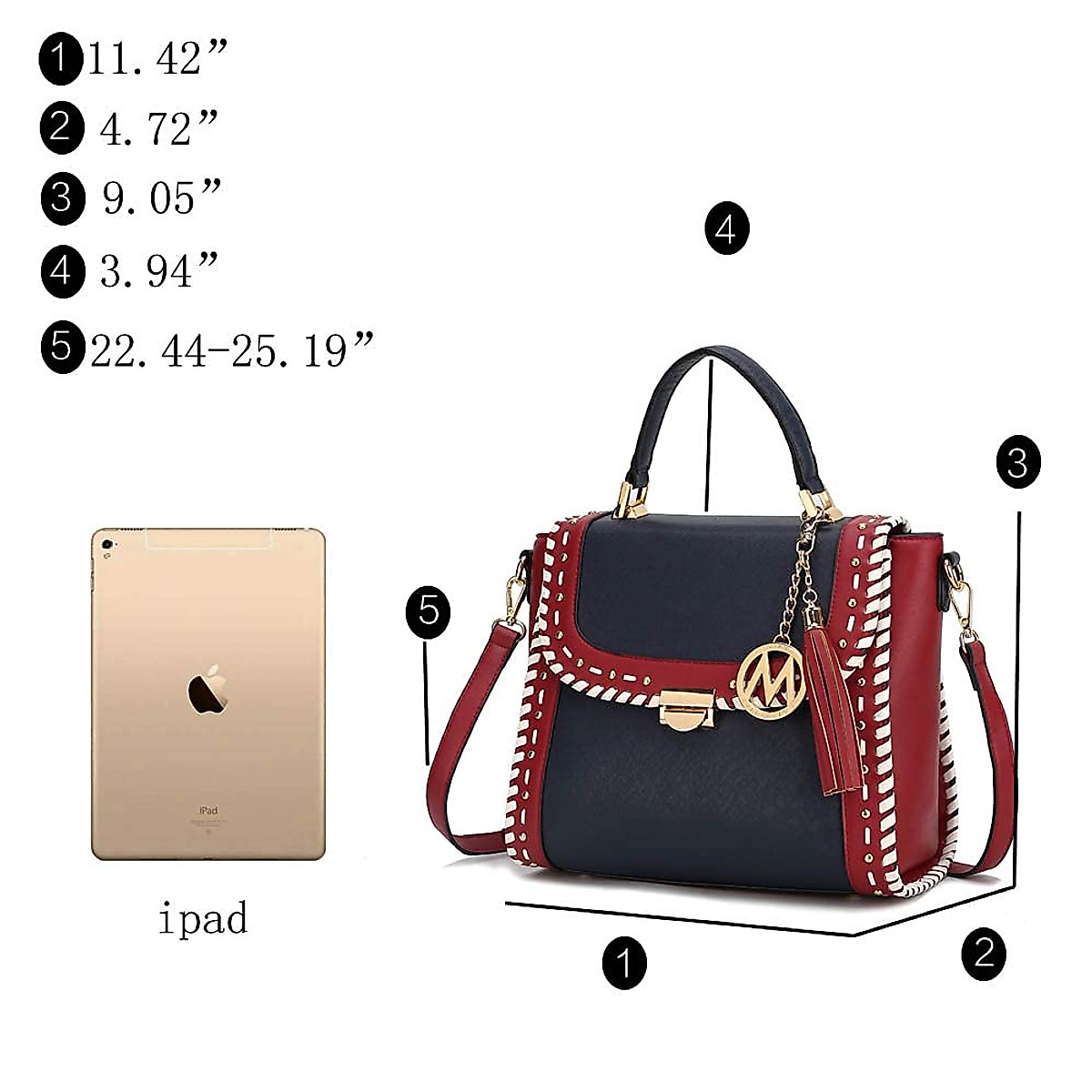 MKF Crossbody Satchel Bags for Women – PU Leather Shoulder Pocketbook Handbag – Lady Top Handle Tote Purse Black