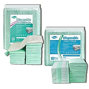 MILDPLUS Disposable Underpads with Adhesive Strips 30X36 (30 Count) and 23X36 (40 Count) Heavy Absorbency Incontinence Pads, Waterproof Pee Pads, Thicker Chux Pads for Unisex Adult, Kids and Pet