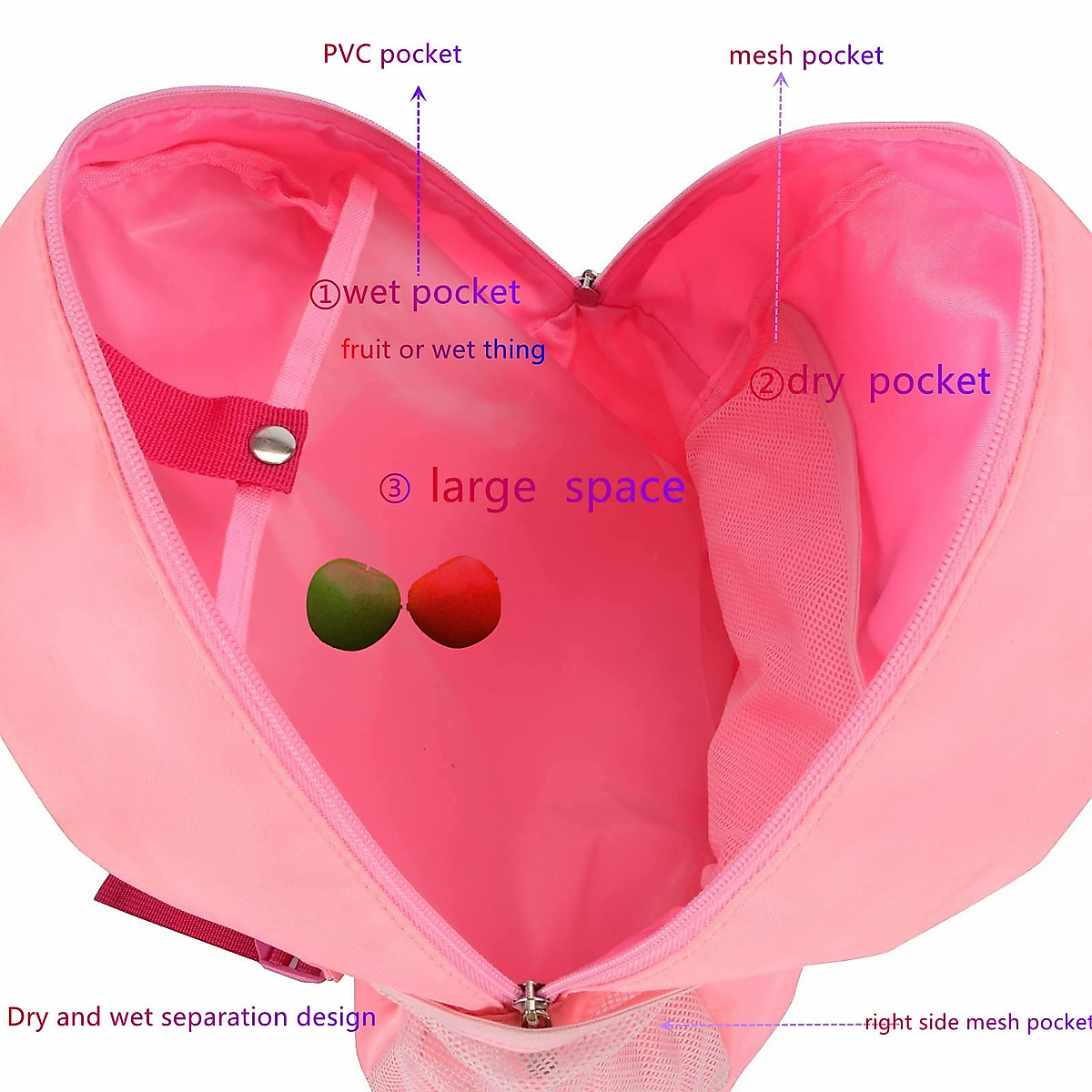 WUHBJJXY,20L, PREMIUM, MULTIFUNCTIONAL,DURABLE,Large Sized PINK KID Dance bag with Shoe Compartment and Wet and Dry separation features,Ballet bag,Dance backpack