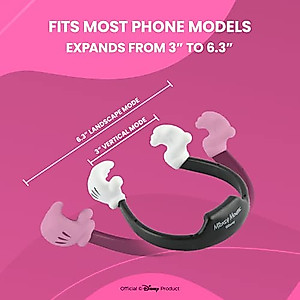 Disney Minnie Mouse Hands Cell Phone Holder with Bonus Decal Sticker- Cute Cell Phone Stand for Desk Home/Office-Universal Desk Phone Stand Compatible with Android/iPhone and More- White Minnie Decal