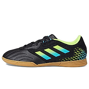 adidas Copa Sense.3 Indoor Sala Soccer Shoe, Black/Bright Cyan/Team Solar Yellow, 4.5 US Unisex Big Kid